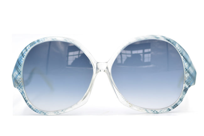Blue Plaid Vintage Sunglasses| Oversized 70s Sunglasses – Retro Spectacle