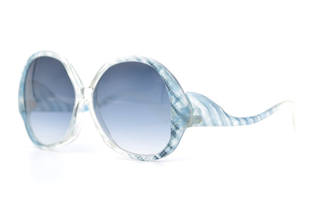 Blue Plaid Vintage Sunglasses| Oversized 70s Sunglasses – Retro Spectacle